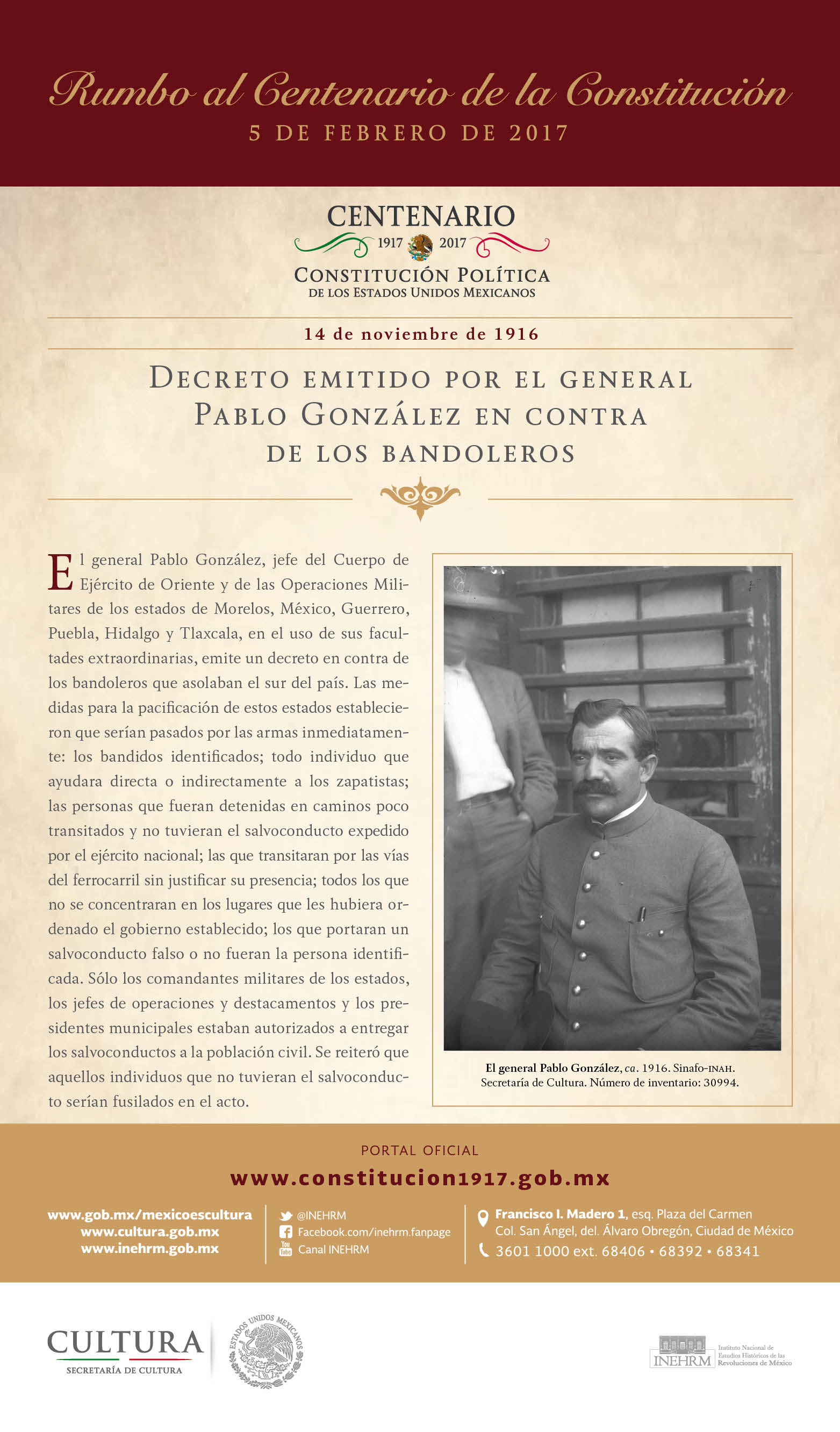 Decreto emitido por el general Pablo González en contra de los bandoleros