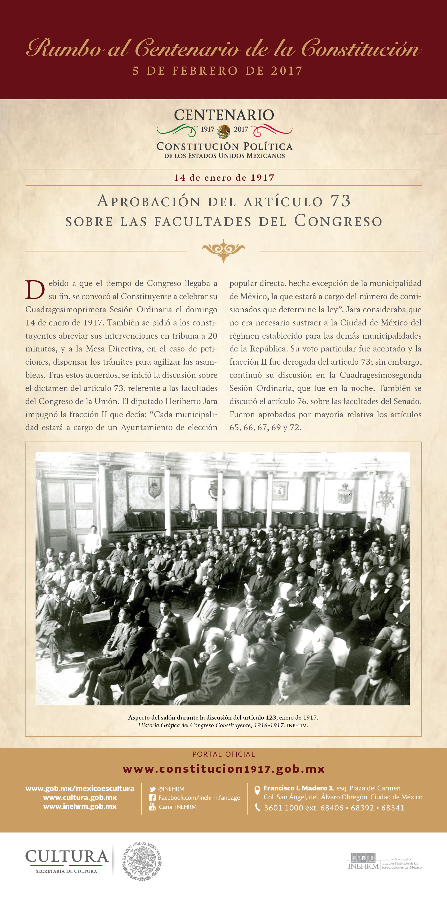Aprobación del artículo 73 sobre las facultades del Congreso